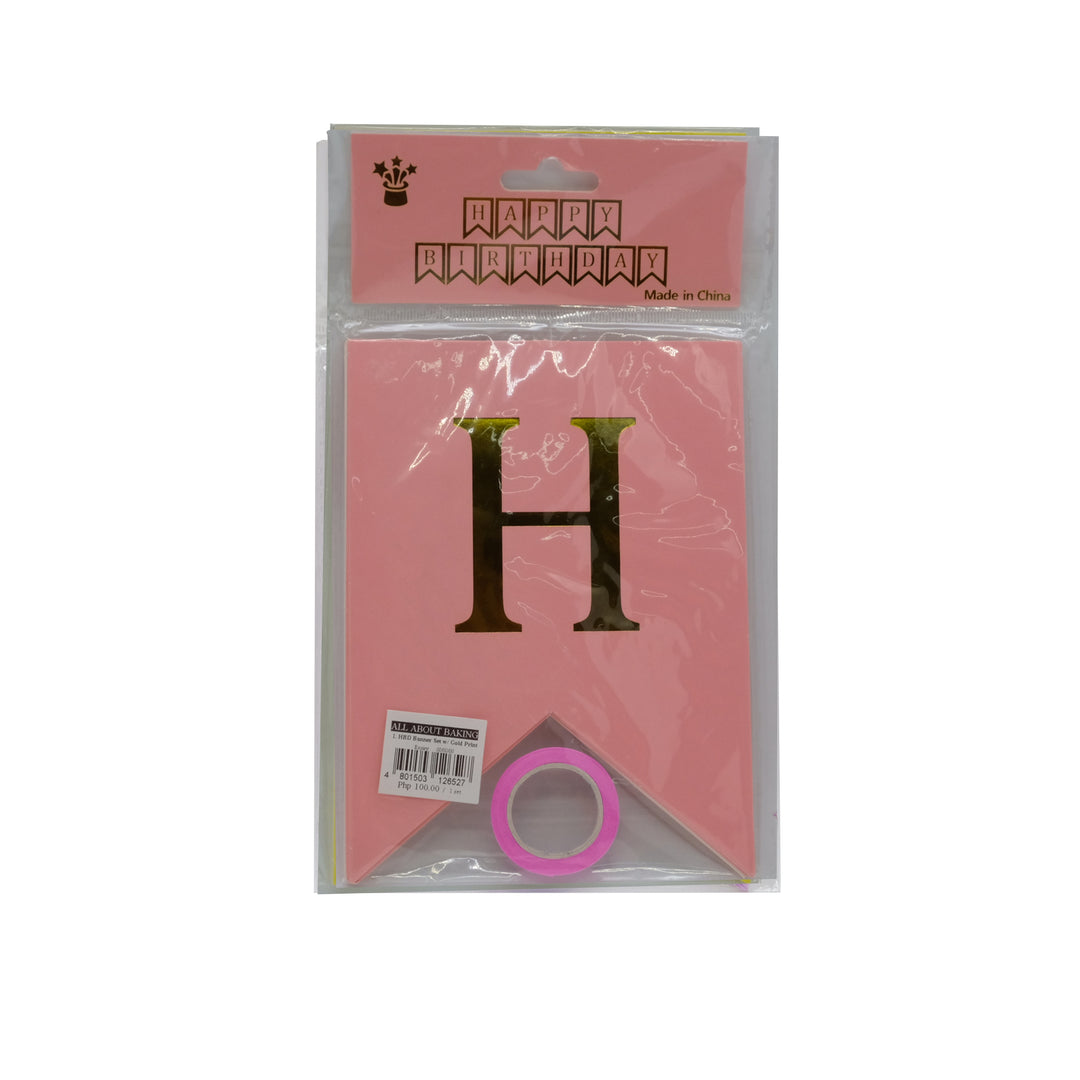 I. HBD Banner Set w/ Gold Print (Pink) – allaboutbaking